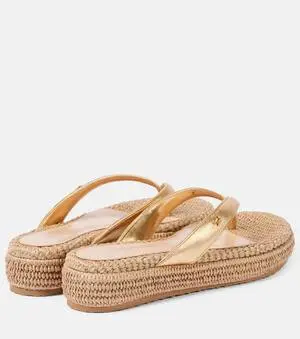 GIANVITO ROSSI Tahiti Woven Metallic Leather Thong Sandals