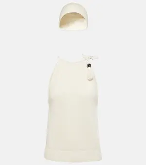 Max Mara Moriana Halterneck Linen Top And Hat Set - White