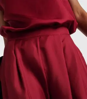 Asceno Silk Twill Palazzo Pants - Burgundy
