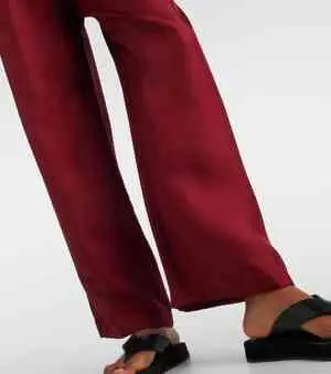 Asceno Silk Twill Palazzo Pants - Burgundy