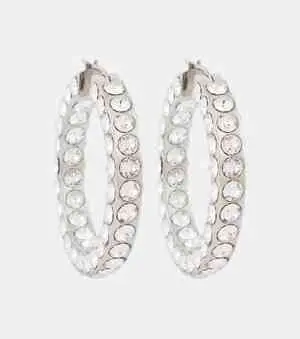 Amina Muaddi Jahleel Crystal-embellished Hoop Earrings - Silver