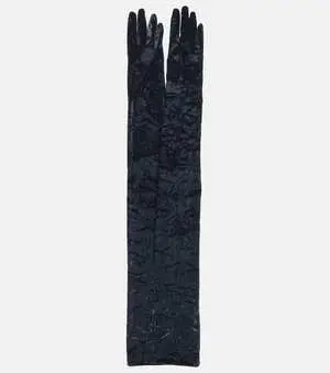Versace Velvet Gloves - Black