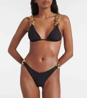 SAME Embellished Triangle Bikini Top - Black