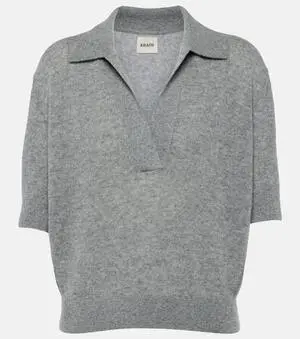 Khaite Shrunken Jo Cashmere-blend Polo Sweater - Grey