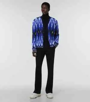 Amiri Argyle Alpaca And Mohair-blend Cardigan