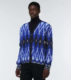 Amiri Argyle Alpaca And Mohair-blend Cardigan