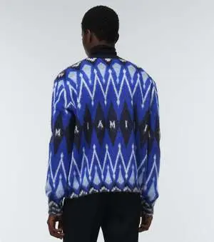 Amiri Argyle Alpaca And Mohair-blend Cardigan