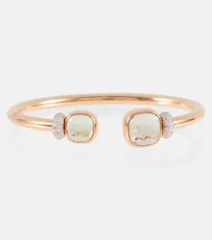 Pomellato Nudo 18kt Rose Cuff Bracelet With Prasiolite And Diamonds - Gold