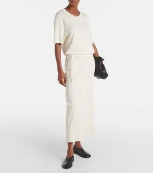 LEMAIRE Belted Cotton Jersey Midi Dress - White