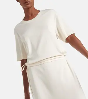 LEMAIRE Belted Cotton Jersey Midi Dress - White