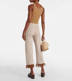 Alanui Dreamscape Fringed Wool-blend Pants - Beige
