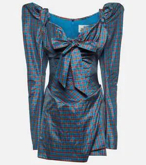 VIVIENNE WESTWOOD Bow-detailed Checked Mini Dress - Multicoloured