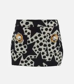 AREA Embellished Jacquard Mini Skirt