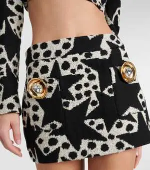 AREA Embellished Jacquard Mini Skirt