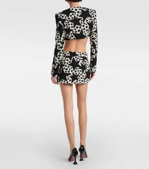 AREA Embellished Jacquard Mini Skirt