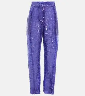 BLAZÉ MILANO Sorraia Sequined Wide-leg Pants - Purple