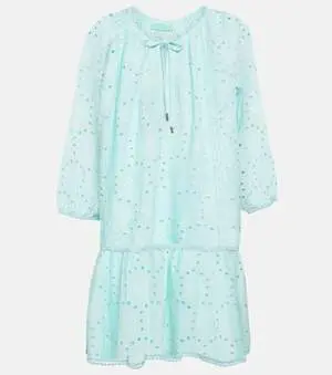 Melissa Odabash Ashley Embroidered Cotton Minidress - Blue
