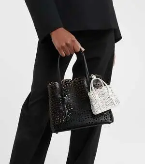 Alaïa Mina Mini Leather Crossbody Bag