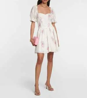 LoveShackFancy Altima Floral Cotton Minidress