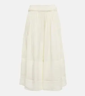Tory Burch Cotton And Linen Midi Skirt