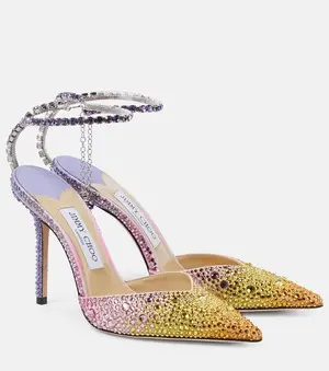 JIMMY CHOO Saeda 100 Embellished Satin Pumps