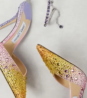 JIMMY CHOO Saeda 100 Embellished Satin Pumps