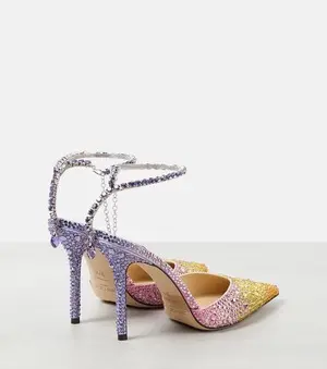 JIMMY CHOO Saeda 100 Embellished Satin Pumps