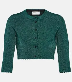 Victoria Beckham Cropped Cardigan With Metallic Fibers
