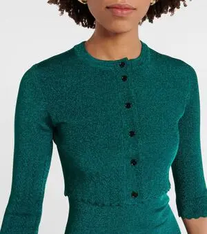 Victoria Beckham Cropped Cardigan With Metallic Fibers