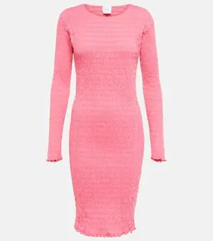 PATOU Smocked Cotton-jersey Mini Dress