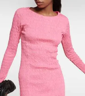 PATOU Smocked Cotton-jersey Mini Dress