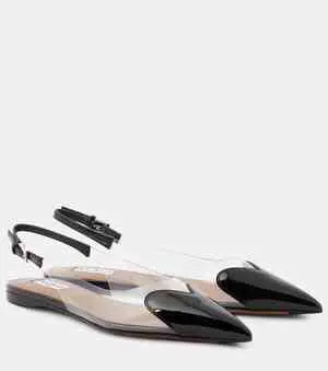 Alaïa Le Cour Patent Leather And Pu Slingback Flats - Black