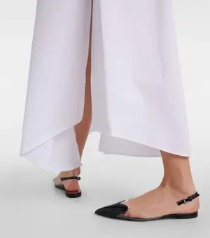 Alaïa Le Cour Patent Leather And Pu Slingback Flats - Black