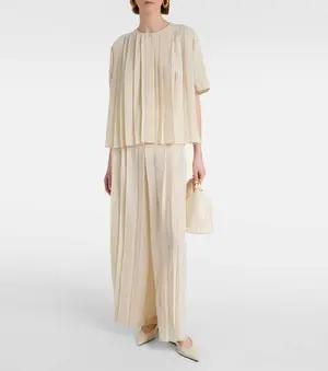 JOSEPH Tibre Plisse Wide-leg Trousers