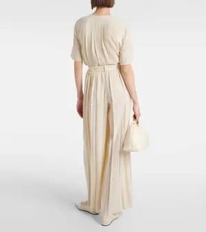 JOSEPH Tibre Plisse Wide-leg Trousers