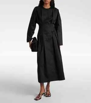 Co Gathered Cotton Midi Dress