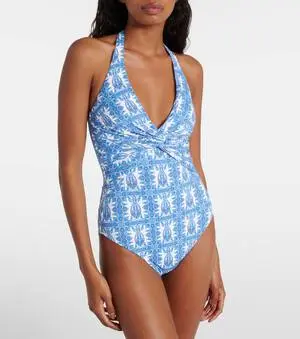 Melissa Odabash Zanzibar Printed Halterneck One-piece