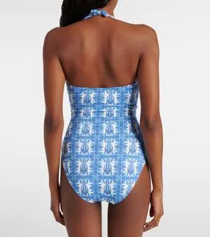 Melissa Odabash Zanzibar Printed Halterneck One-piece