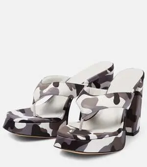 GIA BORGHINI Camouflage Platform Thong Sandals