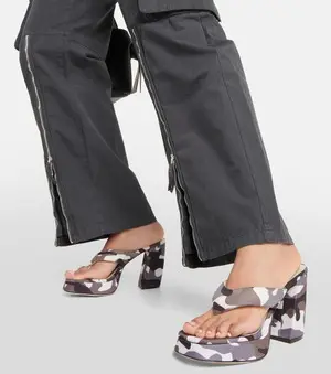 GIA BORGHINI Camouflage Platform Thong Sandals