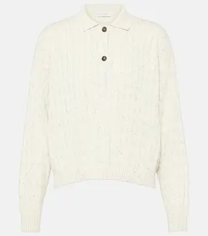 Brunello Cucinelli Cable-knit Cotton-blend Polo Sweater