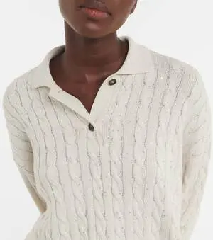 Brunello Cucinelli Cable-knit Cotton-blend Polo Sweater