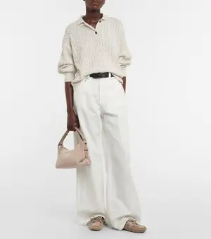 Brunello Cucinelli Cable-knit Cotton-blend Polo Sweater