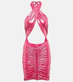 REINA OLGA Stallion Cutout Lame Minidress - Pink