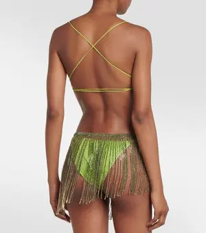 Oseree Embellished Asymmetric Miniskirt