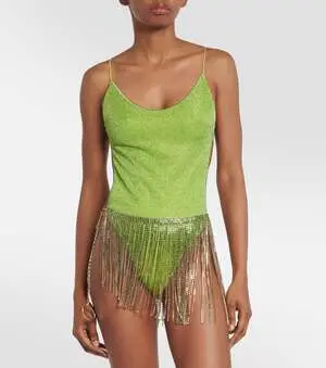 Oseree Embellished Asymmetric Miniskirt