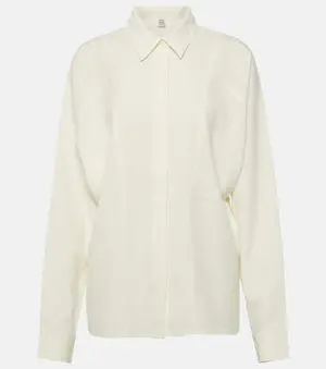 TOTEME Silk Button Down Shirt - White