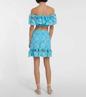 SELF-PORTRAIT Off-shoulder Lace Crop Top