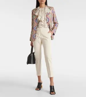 Etro High-rise Tapered Cotton-blend Pants