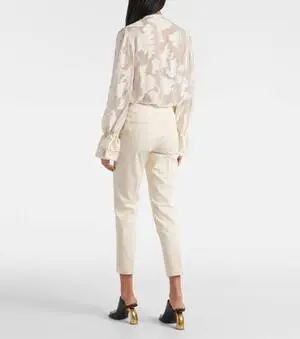 Etro High-rise Tapered Cotton-blend Pants
